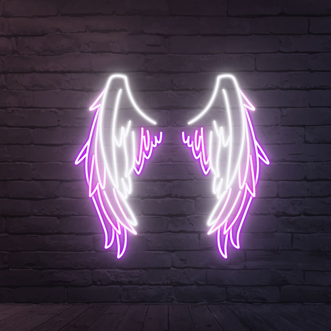 Angle Wing Neon Sign Custom Handmade Art Neon Light White Vibes for ...