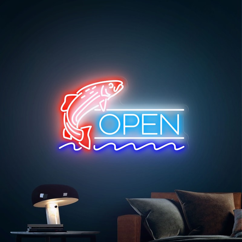 Neon Fish Store Sign - Etsy UK