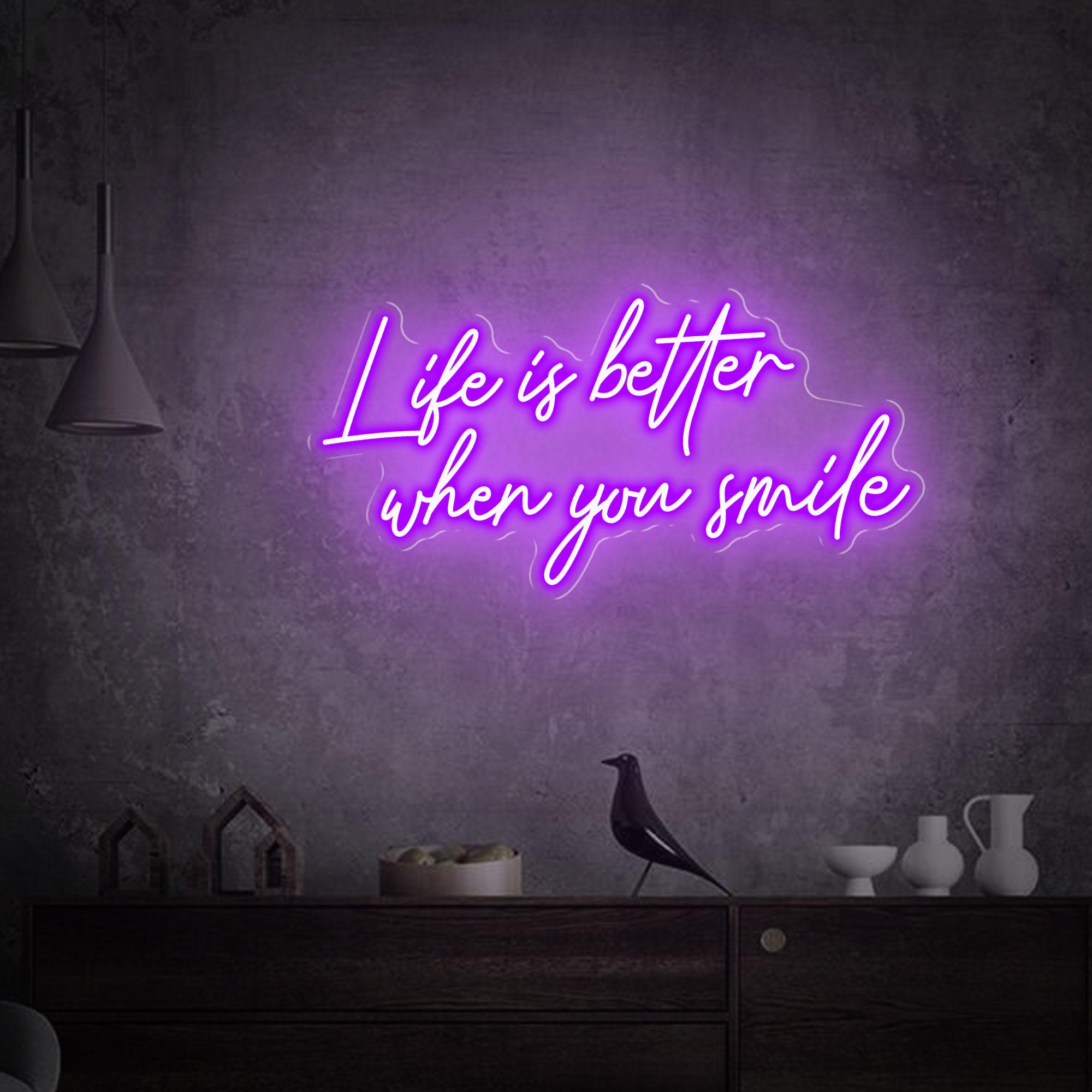 Life is Better When You Smile Neon Sign Bedroom Custom Led Sign Room ...
