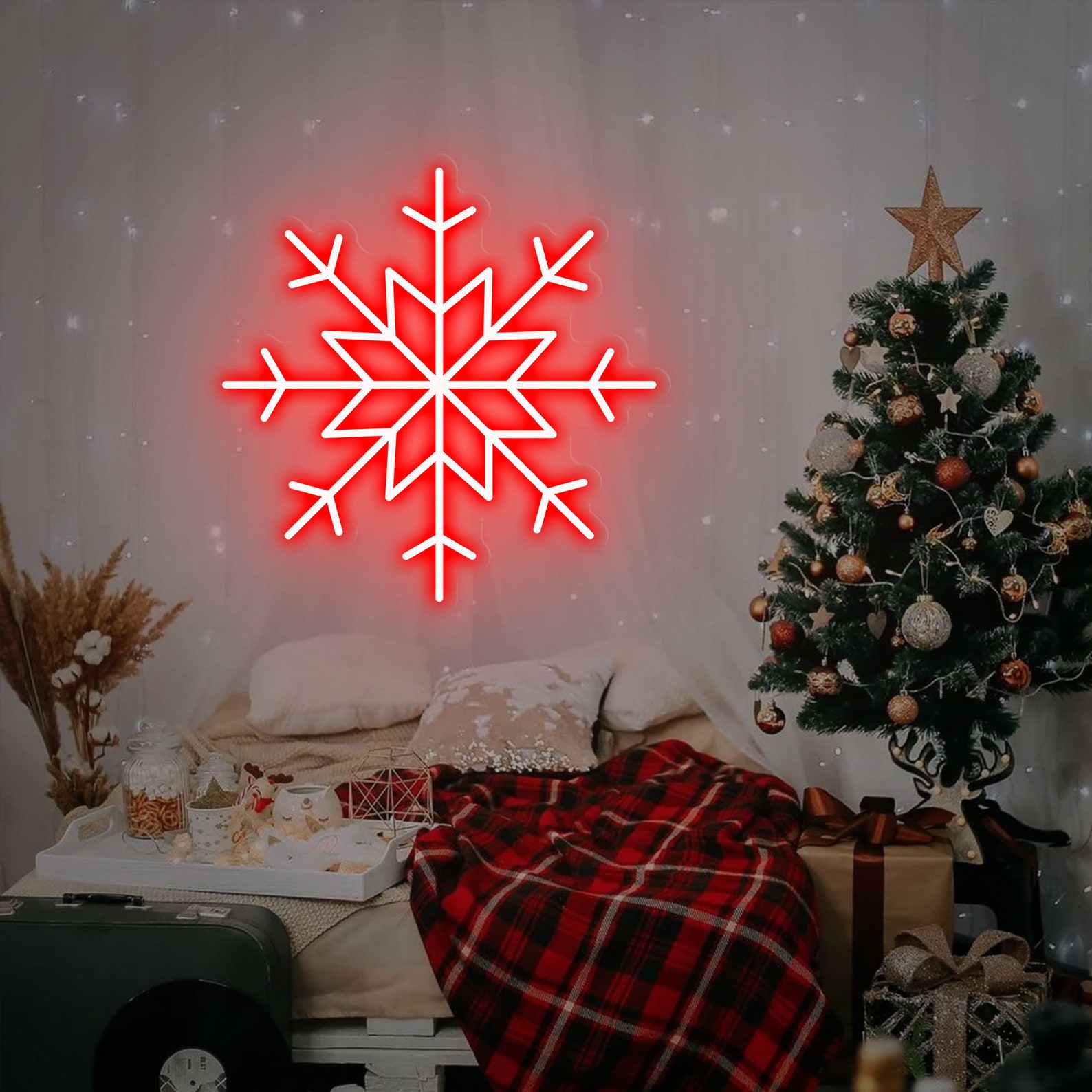 Snowflake Neon Sign, Snowflake Christmas Decoration Flex Silicone LED ...