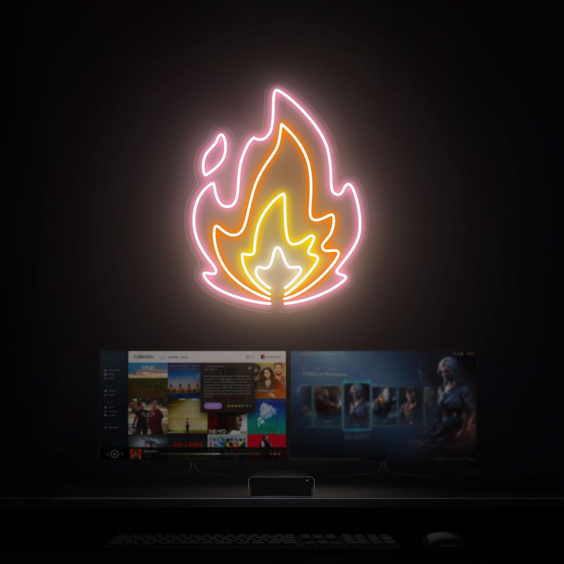 Fire LED Neon Sign | Flame Neon Wall Art | Aesthetic Room Decor | Wall ...