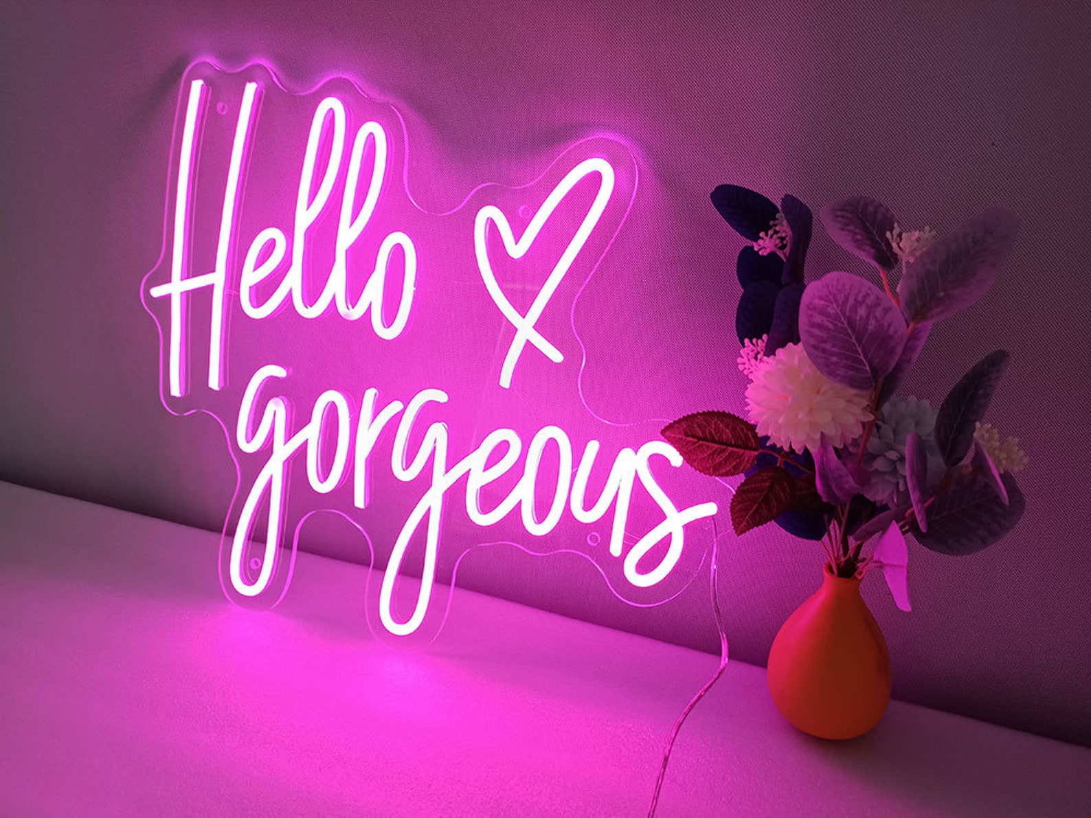 Hello Gorgeous Neon Sign custom neon signs for home decor | Etsy