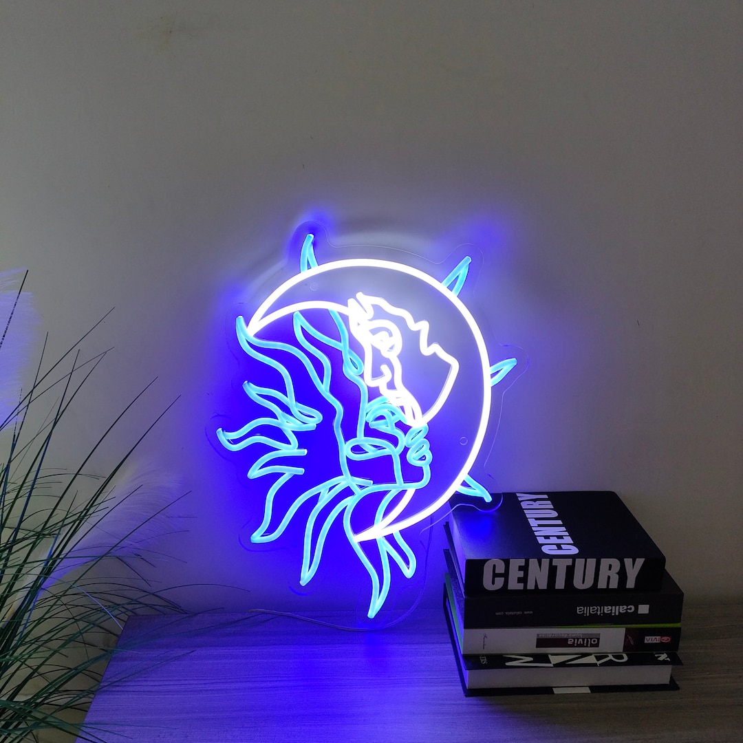 Sun and Moon Neon Sign Gift,wall Decor,custom Neon Sign LED Neon Gaming ...