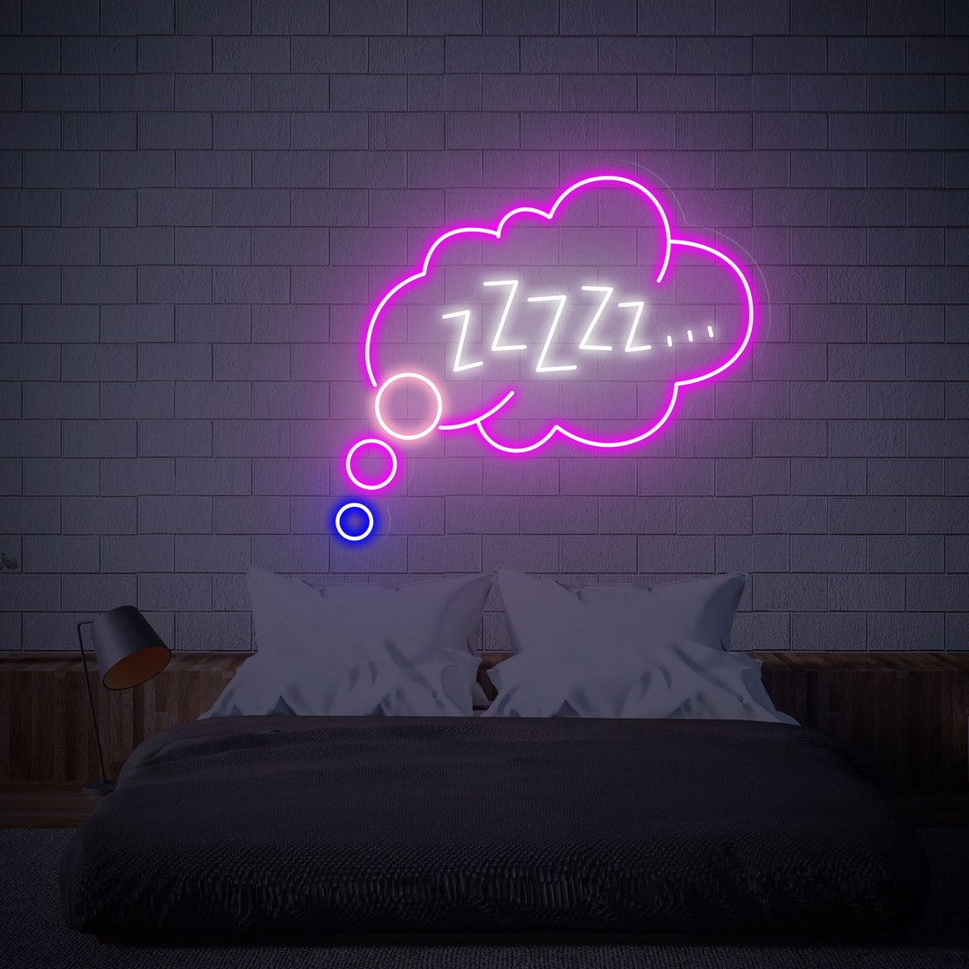 Goodnight Sleeping Zzzz Neon Sign, Led Neon Sign, Kid's Room Neon Light ...