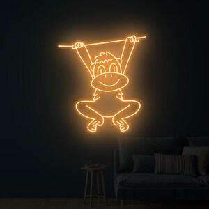 Monkey Neon Sign for Kids Room, Bar, Restaurant, Office Living Room ...
