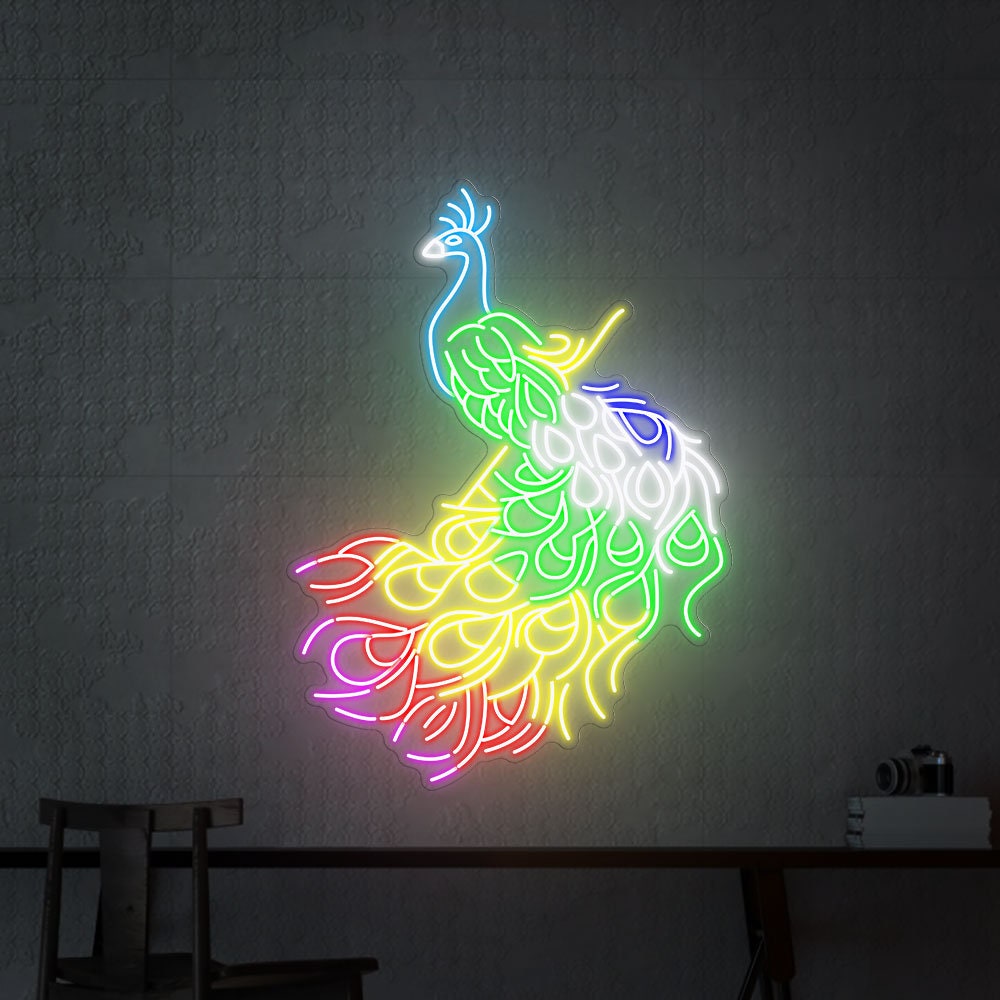 Rainbow Peacock Neon Sign Peacock Light Signs Colorful Decor - Etsy