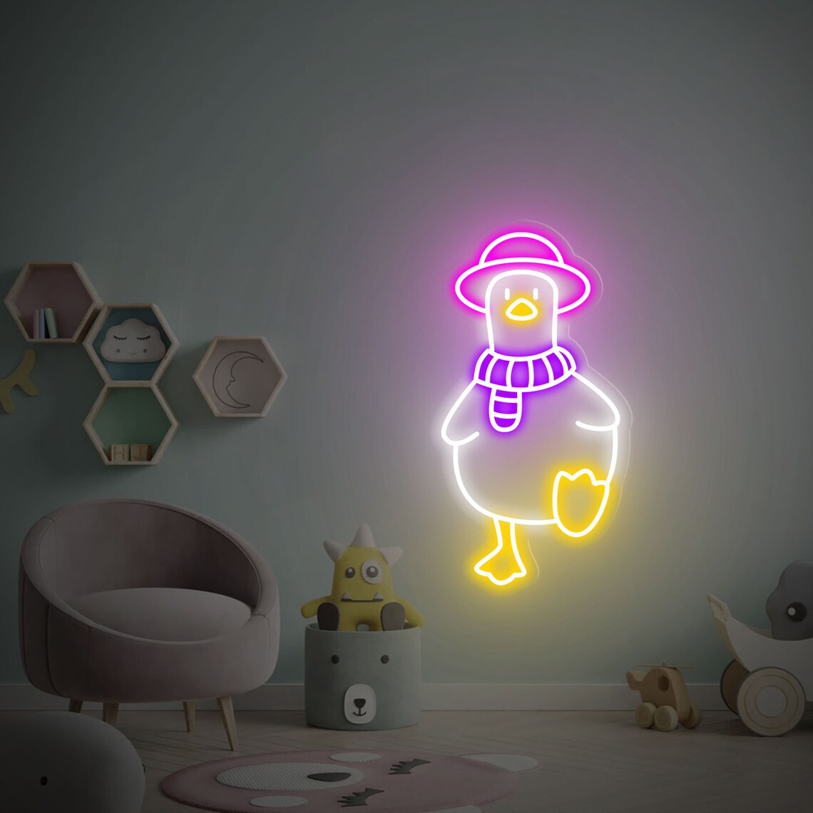 Goose Neon Sign Bedroom Custom Duck Led Neon Sign Kid's - Etsy