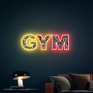 Gym Neon Sign, Gym Neon Light, Gym Wall Art, Gym Wall Decor, Dumbbell ...