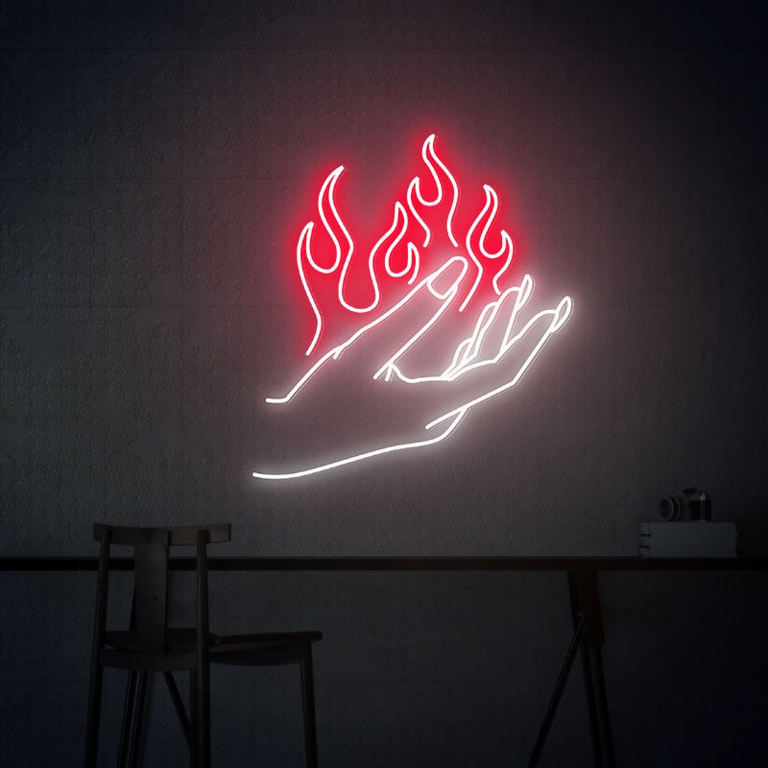 Hand Hold Fire Neon Sign Lights | Personalized Custom Neon Sign for Bar ...