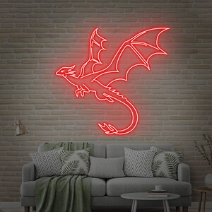 Dragon Neon Sign, Dragón Decor, Neon Art Sign, Neon Sign Art, Neon Sign ...