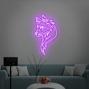 Wolf Neon Sign for Bedroom| Animal Decor Room| Hanging Wall Art| Wolf ...