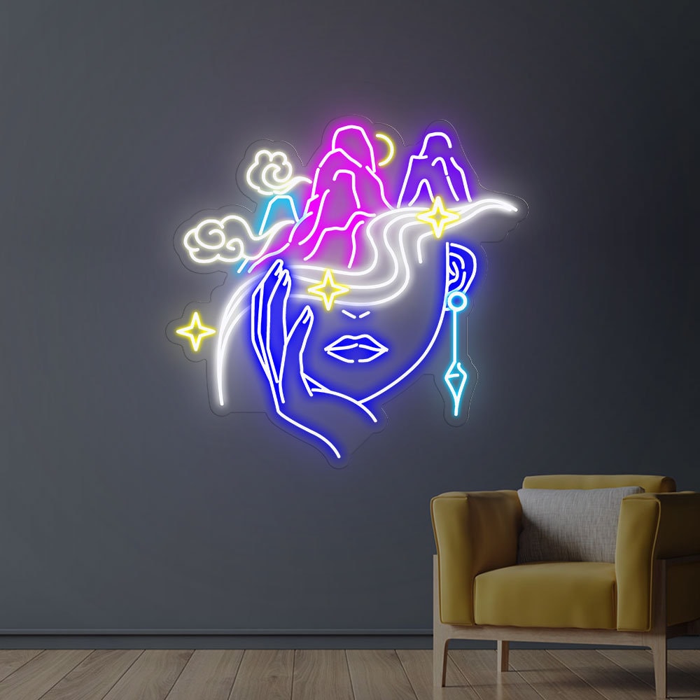Face Neon Sign Custom Rose Handmade Art Neon Light White Vibes - Etsy