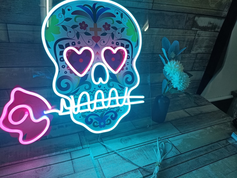 Skull Neon Sign custom Neon Light - Etsy