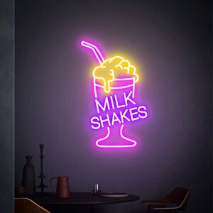 Milk Shake Neon Sign Milkshake Sign Custom for Coffee Shop Bar Decor ...