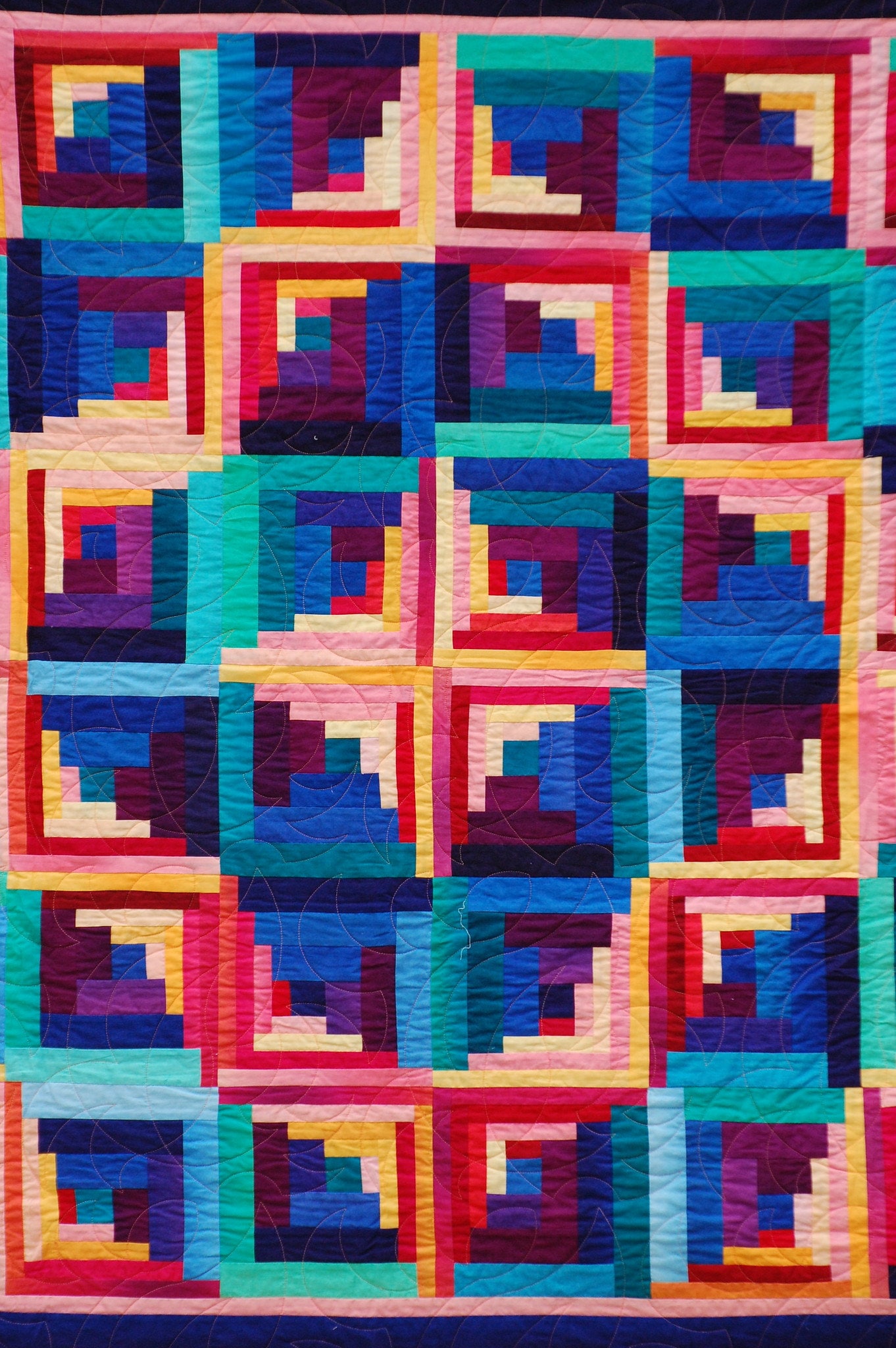 Rainbow of Curved Log Cabin Quilt - Etsy
