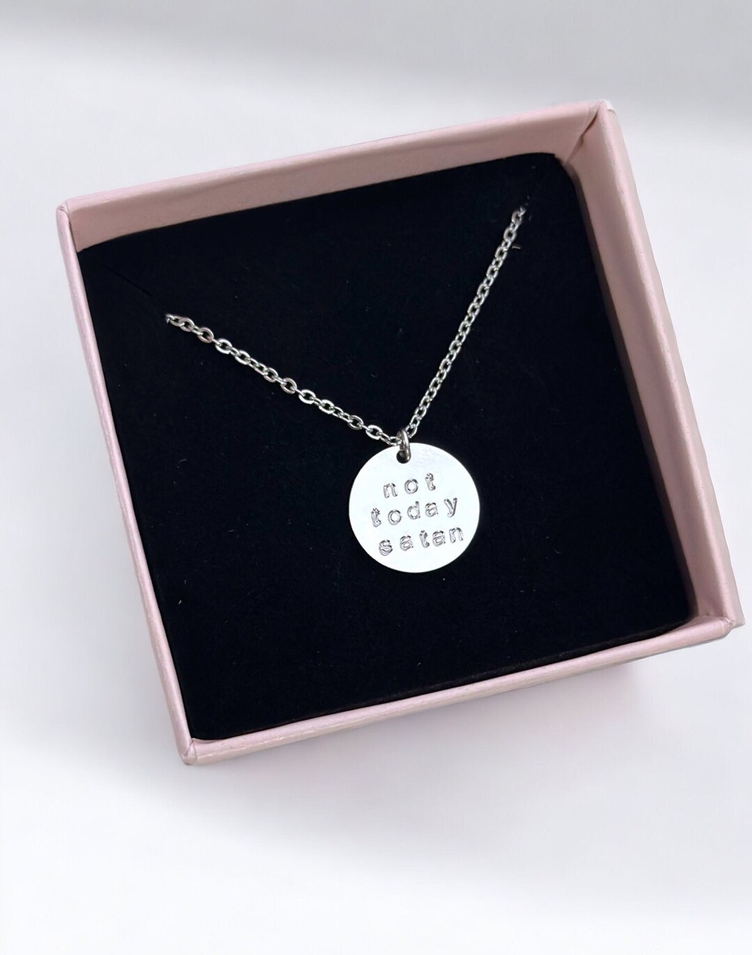 Not Today Satan Gold Necklace. Gold and Silver Custom Engraved Necklace ...