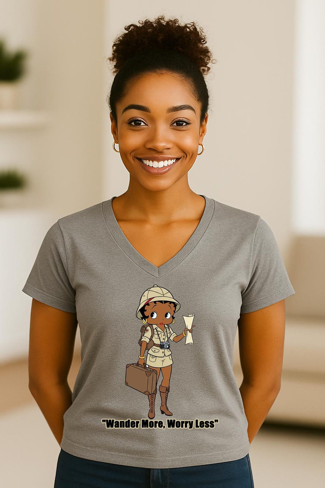 Wander More Worry Less Shirt, Betty Boop Design Shirt, Womens Travel ...