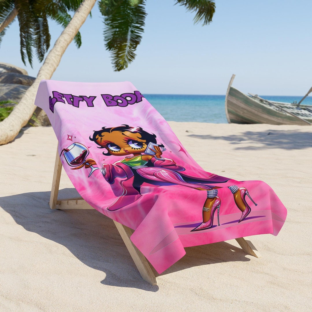 Betty Boop Beach Towel, Pink Cartoon Towel Gift, Cute Summer Bath Towel ...
