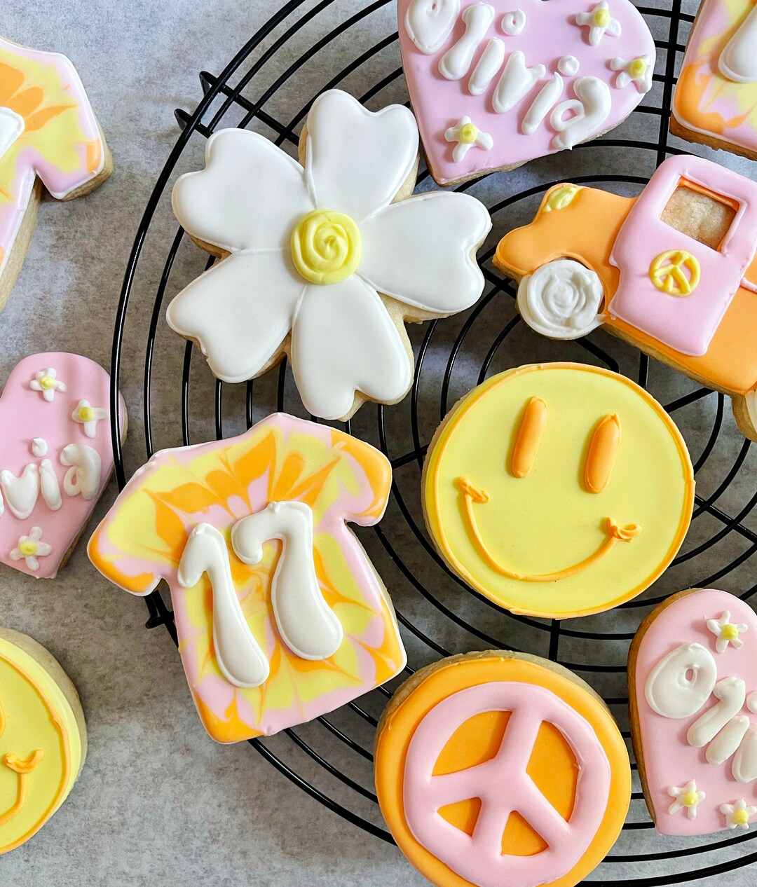 Groovy Birthday Custom Cookies - Etsy