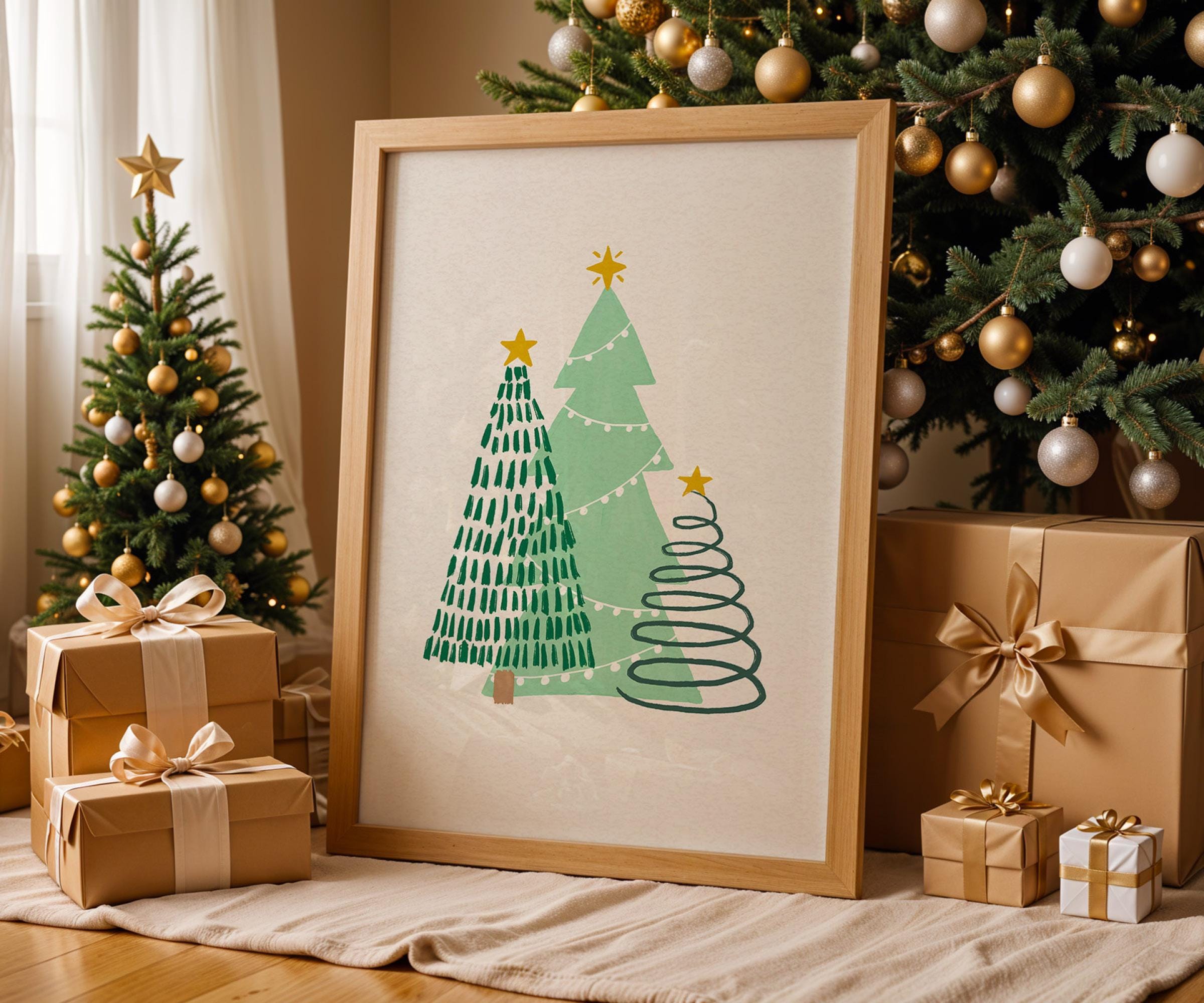 Christmas Tree Print, Winter Holiday Printable Wall Art, Trendy ...
