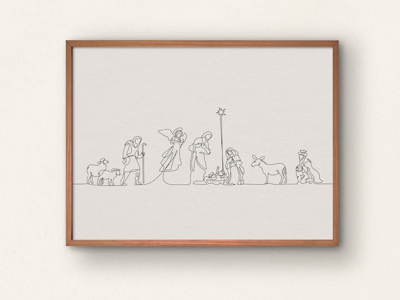Printable Wall Art Christmas Nativity Birth of Jesus Line - Etsy