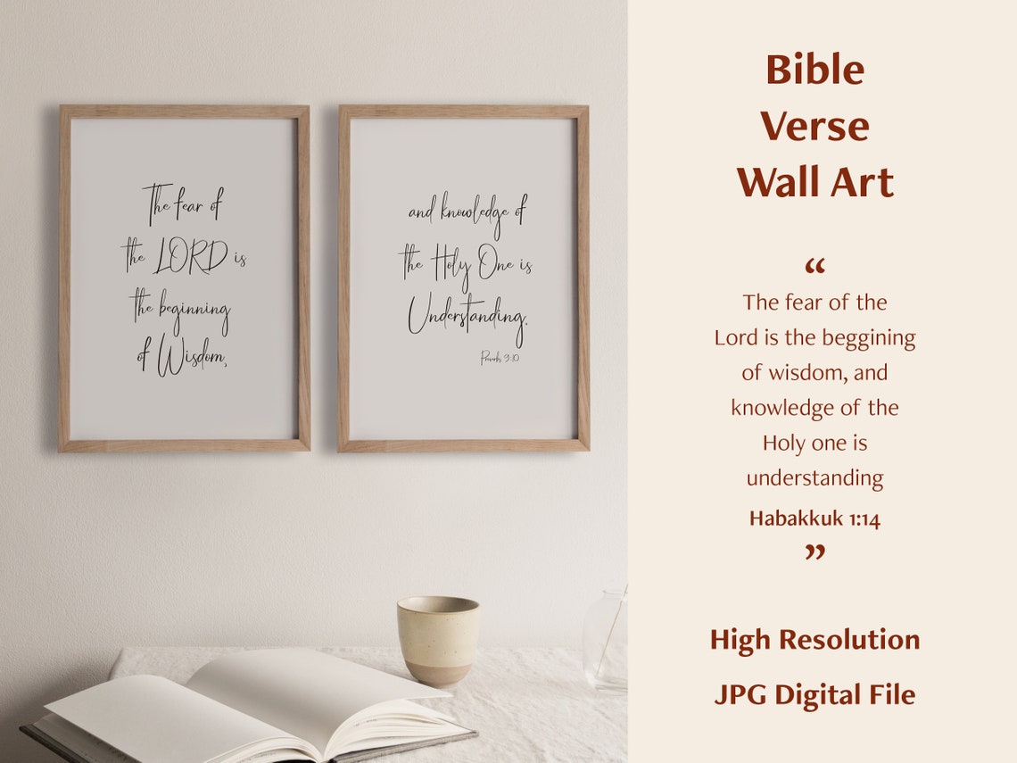 Printable Wall Art Bible Verse Set of 2 Calligraphy Wall Decor | Etsy