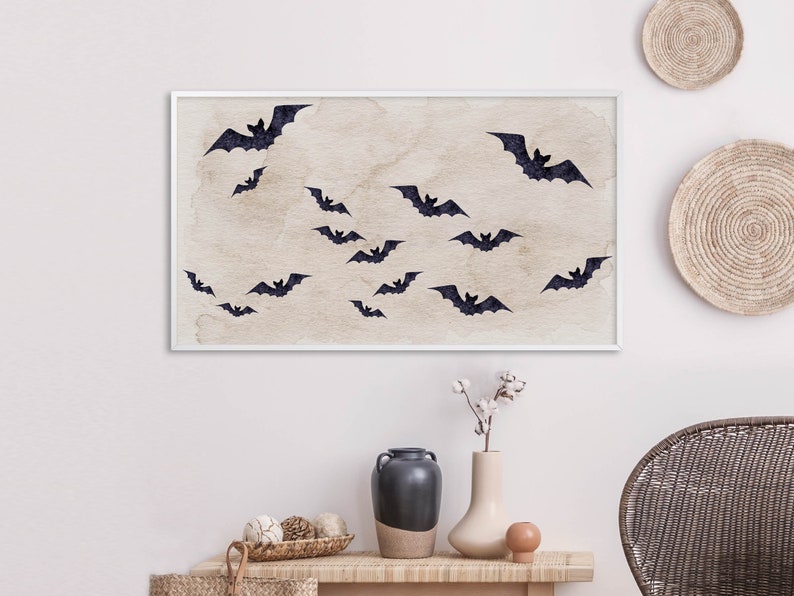 Frame TV Art Halloween Bats, Grunge Halloween Decor, Instant Download ...