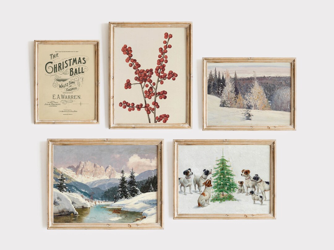 Christmas Gallery Wall Set, Vintage Winter Christmas Print, Printable ...