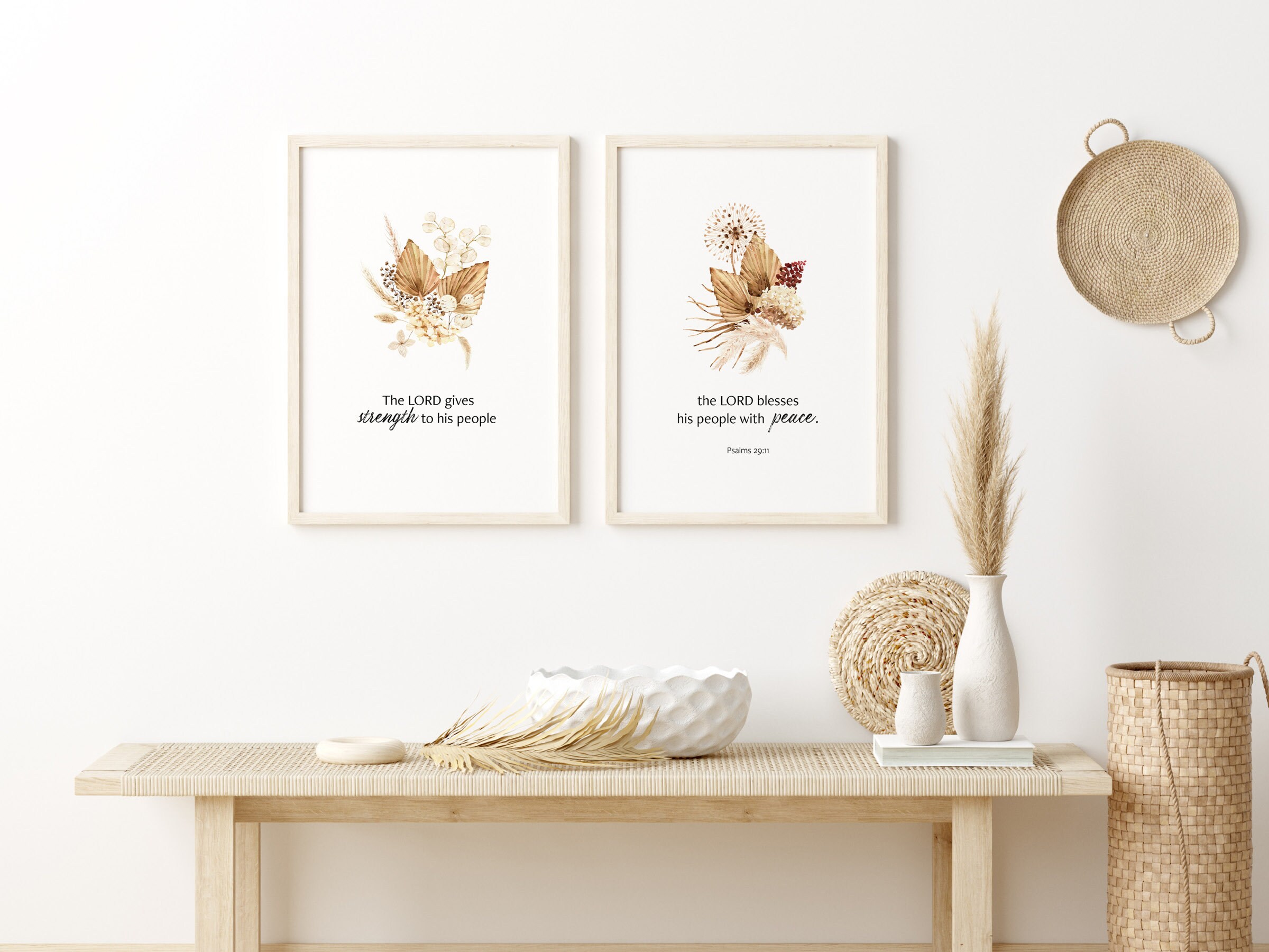 Psalms 29:11 Bible Verse Wall Art Set of 2 Printable Christian | Etsy