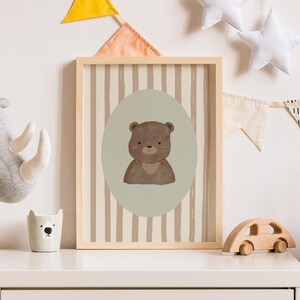 Nursery Print Baby Bear | Printable Wall Art | Cozy Neutral Kids Room ...
