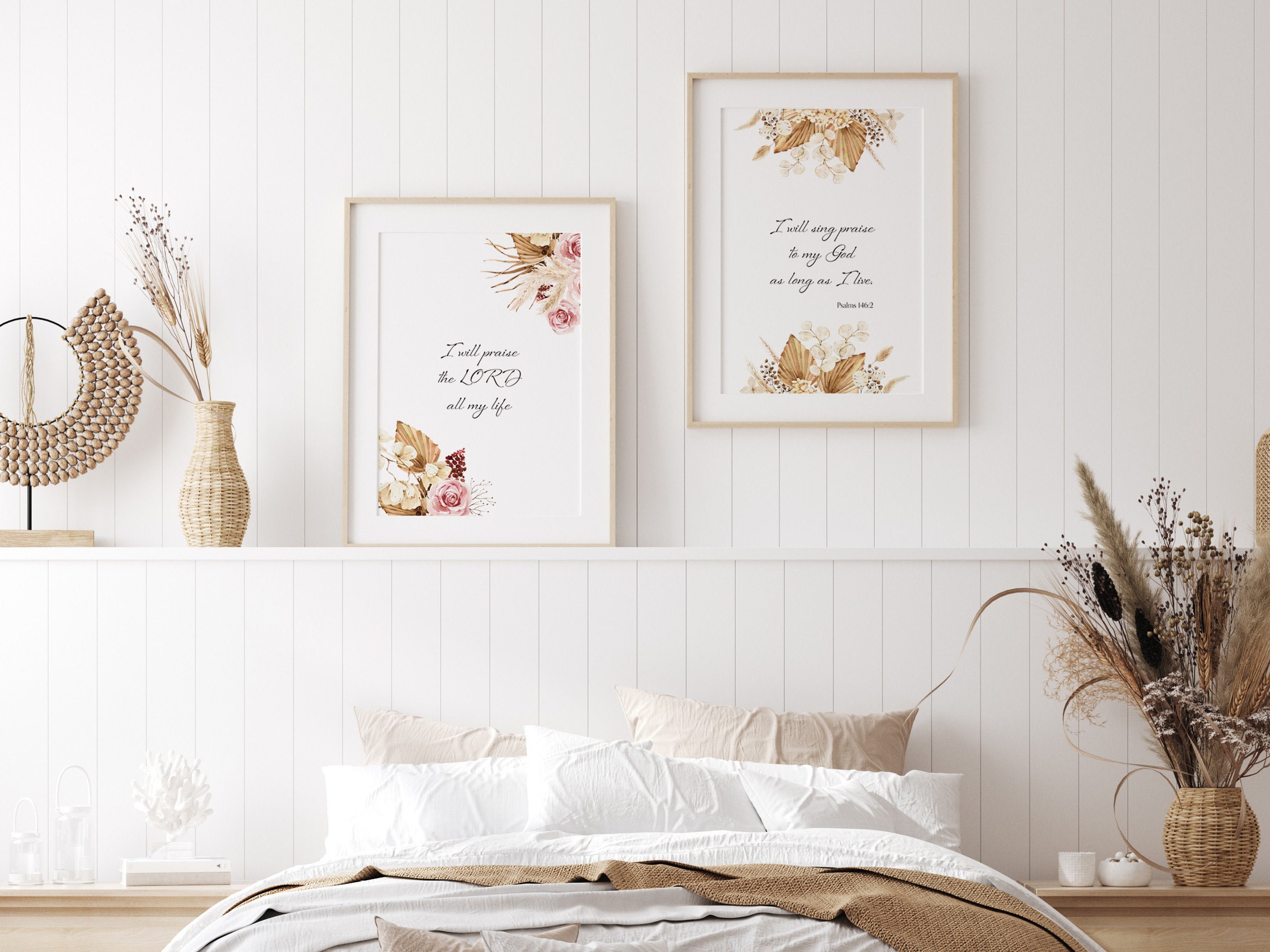 Psalms 146:2 Bible Verse Wall Art Floral Botanical Print Set | Etsy