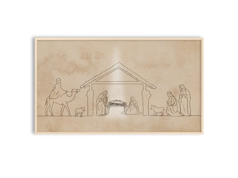 Christmas Frame TV Art Nativity, Jesus Birth, 4K Manger Scene, Instant ...