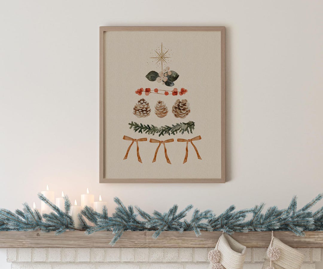 Christmas Tree Art Print | Printable Wall Art Holiday | Winter Neutral ...