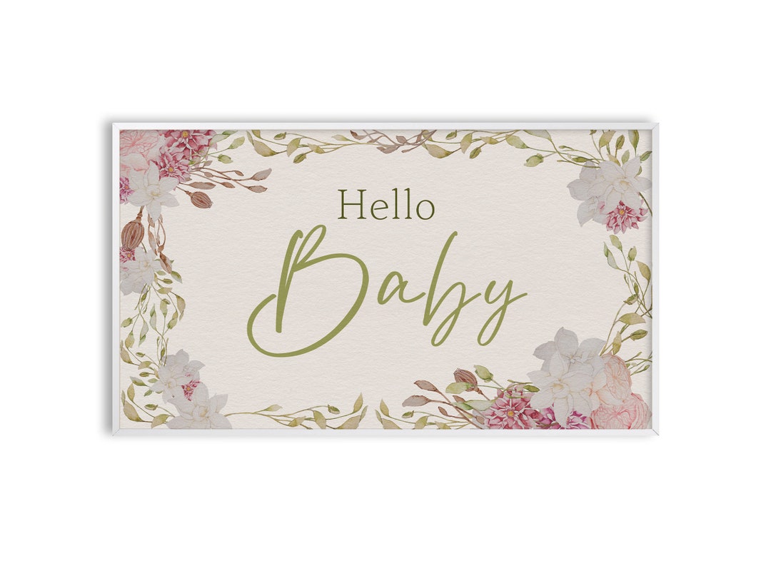 Samsung Frame TV Art Baby Shower, Hello Baby Floral Art, Instant ...