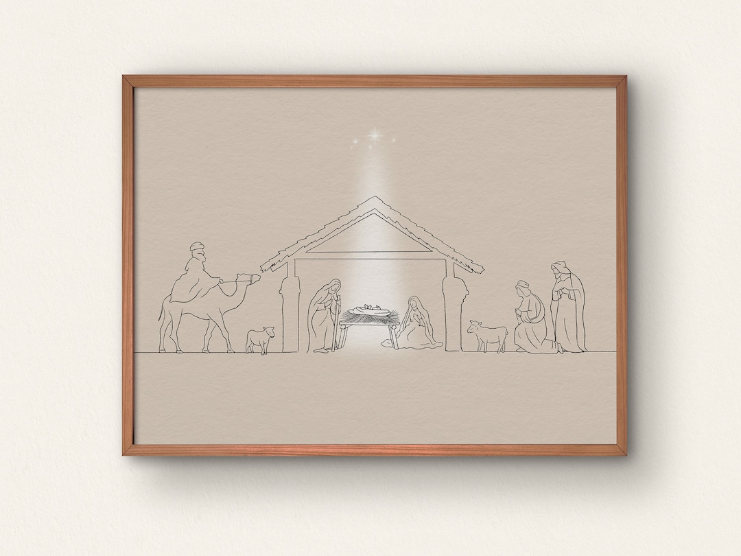 Nativity Wall Art Printable Digital File, Jesus Birth Neutral ...