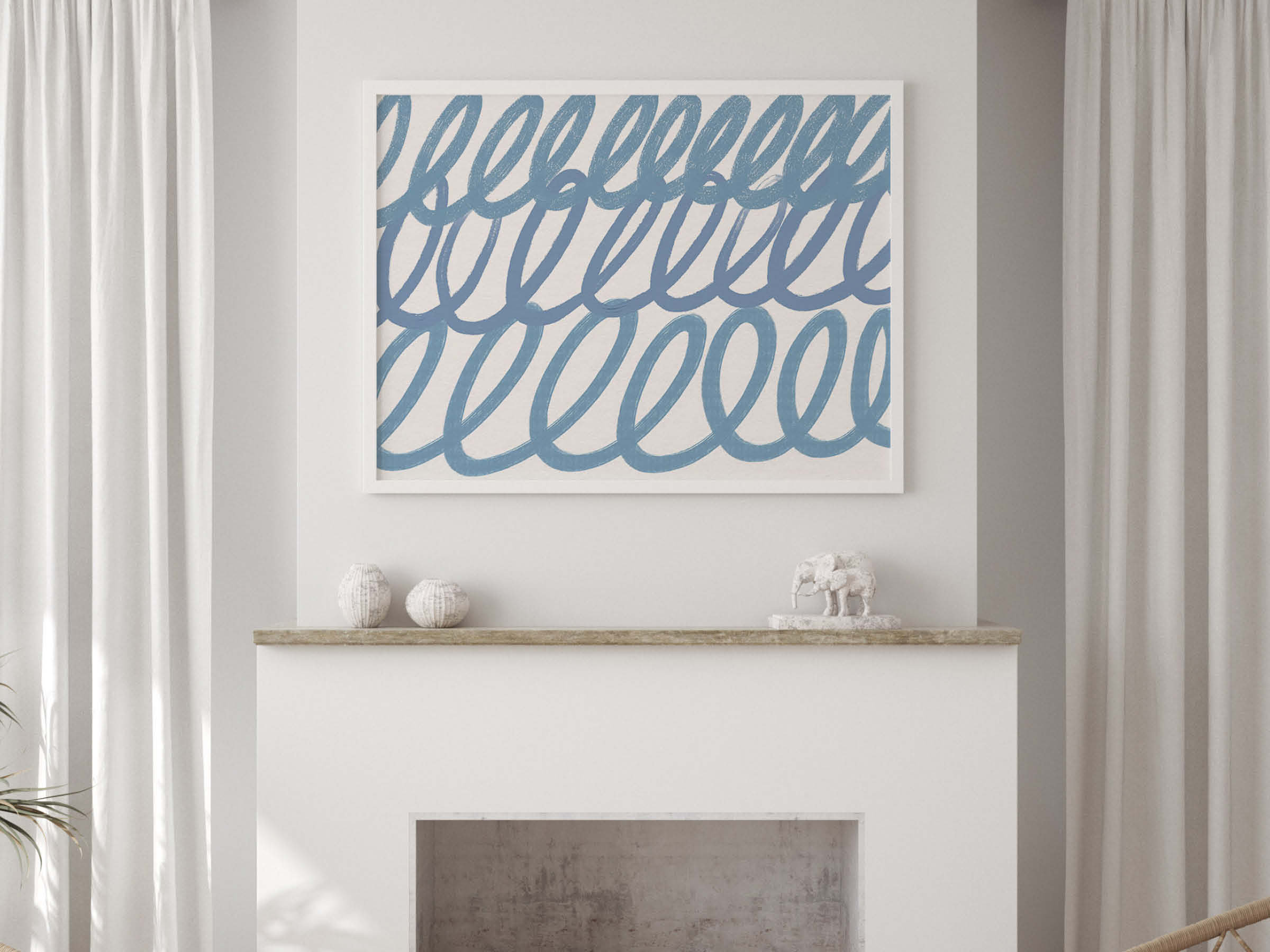 Blue Modern Abstract Art Print, Printable Wall Art Living Room ...