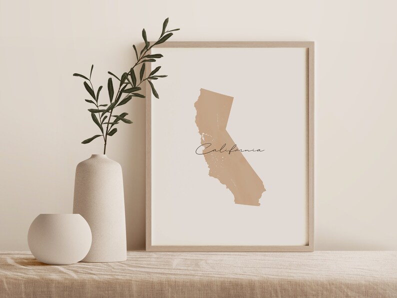 California Shape Wall Art Printable California Map Wall Art | Etsy
