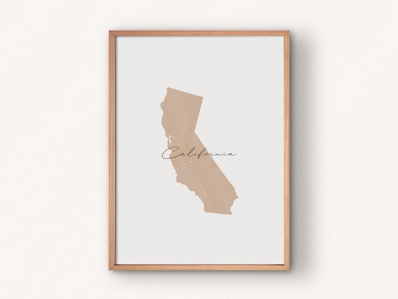 California Shape Wall Art Printable California Map Wall Art | Etsy