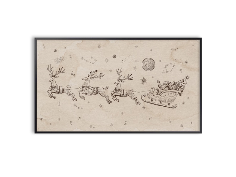 Samsung Frame TV Art Christmas, Santa, Sleigh, Winter, Vintage Art - Etsy