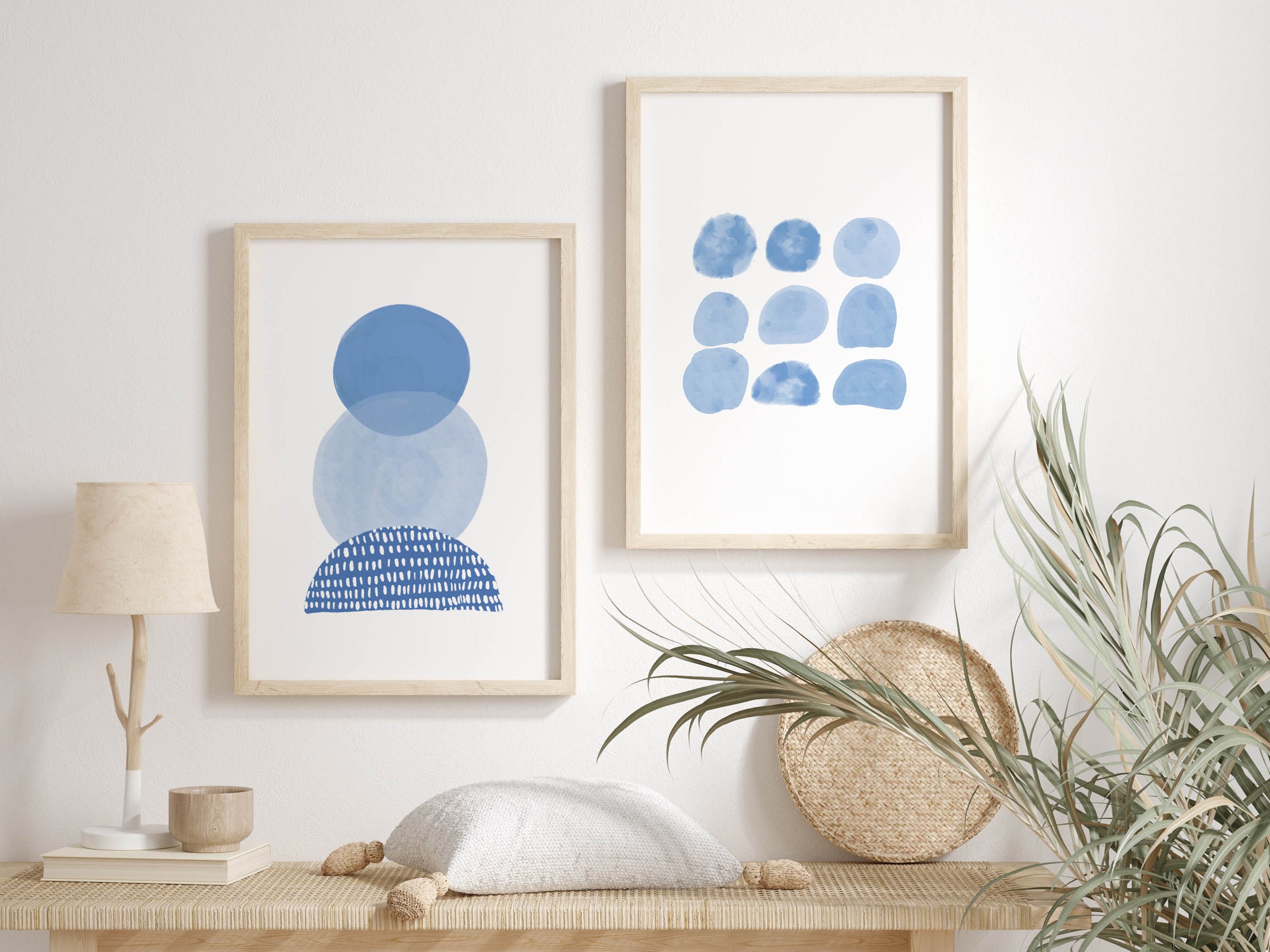 Blue Modern Gallery Wall Set of 6 ,lake House Wall Art, Light Blue Wall ...