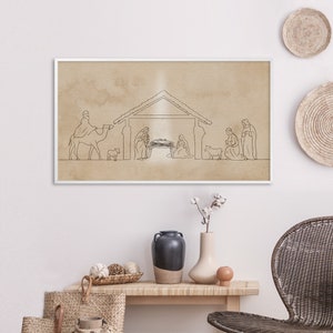 Christmas Frame TV Art Nativity, Jesus Birth, 4K Manger Scene, Instant ...