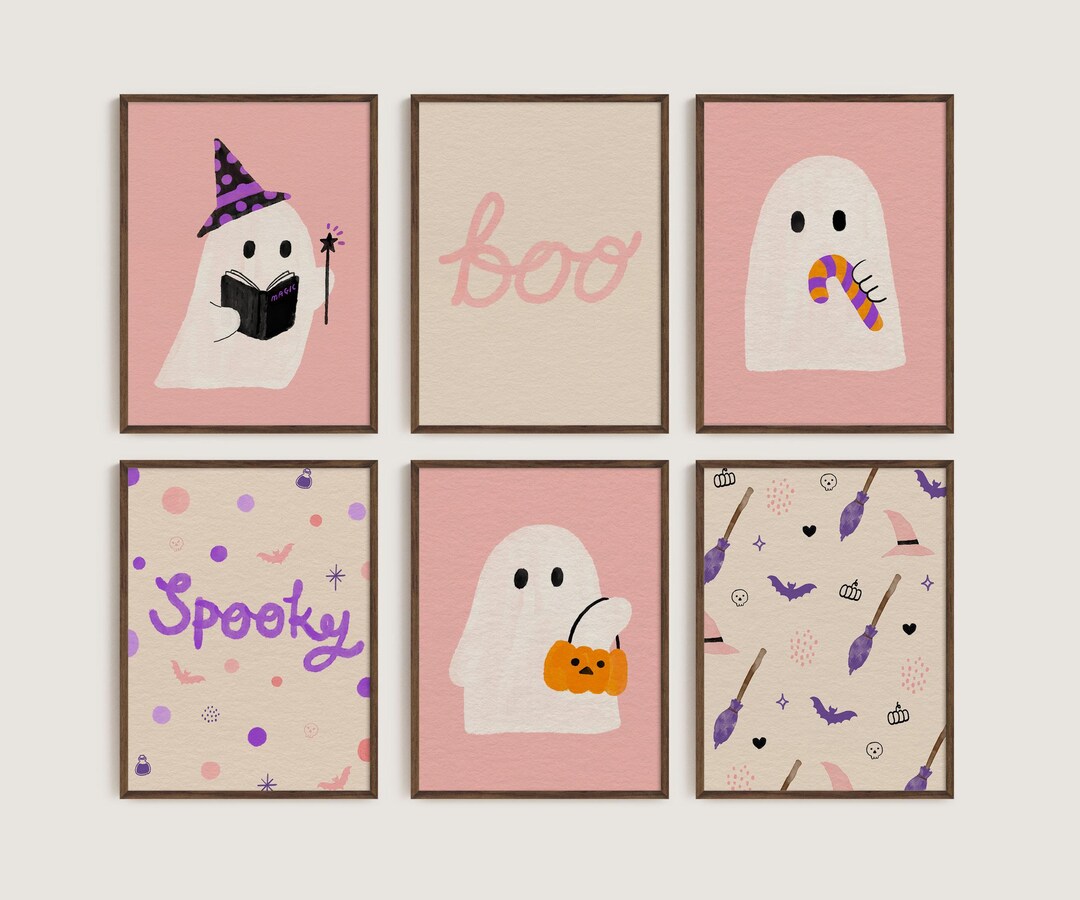 Halloween Gallery Wall Set of 6 | Cute and Spooky Home Decor | Ghost ...