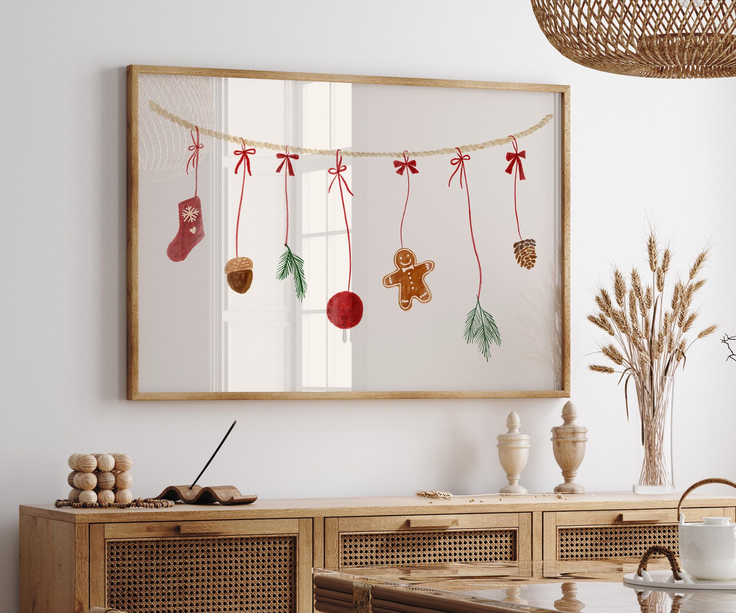 Christmas Garlands Print, Cozy Printable Wall Art Red, Winter Home ...