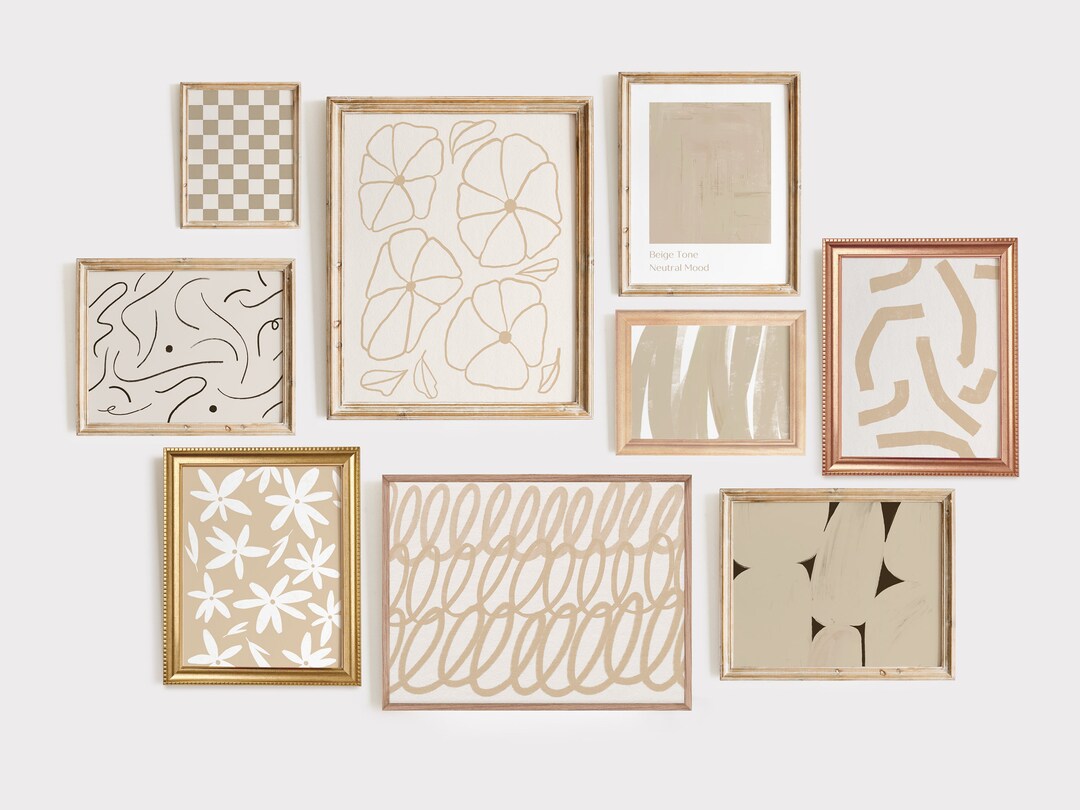 Neutral Gallery Wall Set, Abstract Printable Wall Art, Digital Download ...