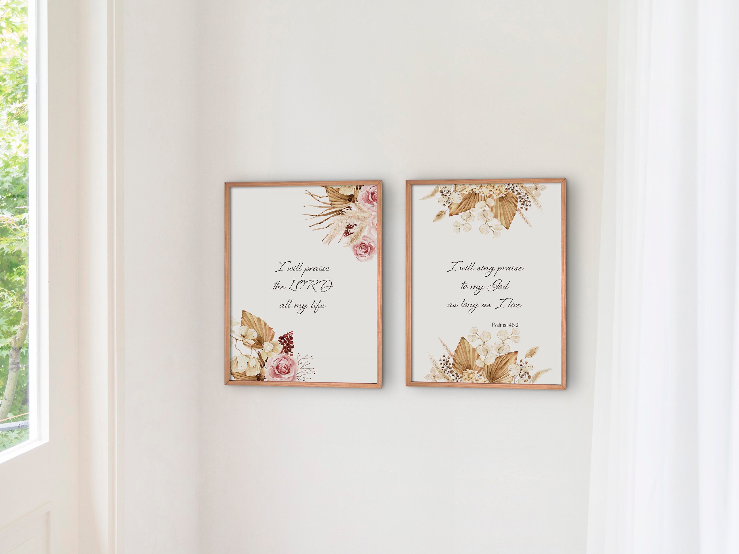 Psalms 146:2 Bible Verse Wall Art Floral Botanical Print Set | Etsy