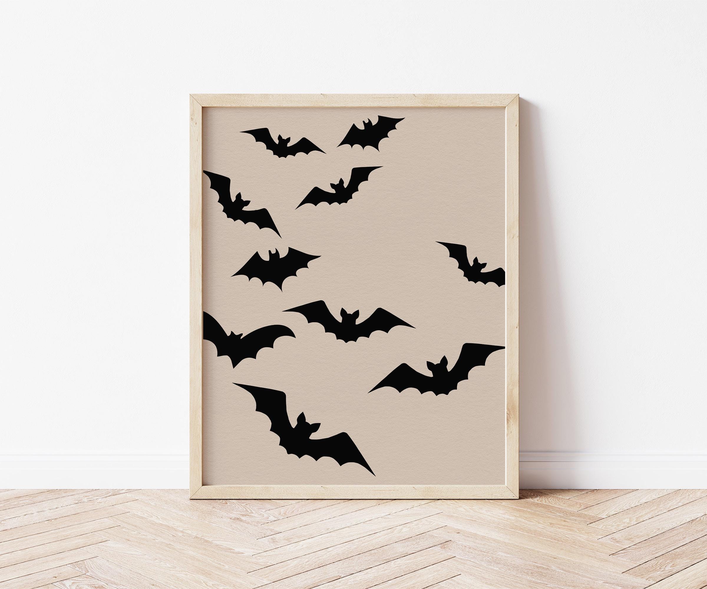 Halloween Printable Wall Art Bats | Spooky Home Decor | Bat Wall Decor ...