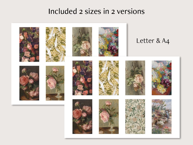 Printable Gift Tag Set, Aesthetic Floral Vintage Art Theme, Digital ...
