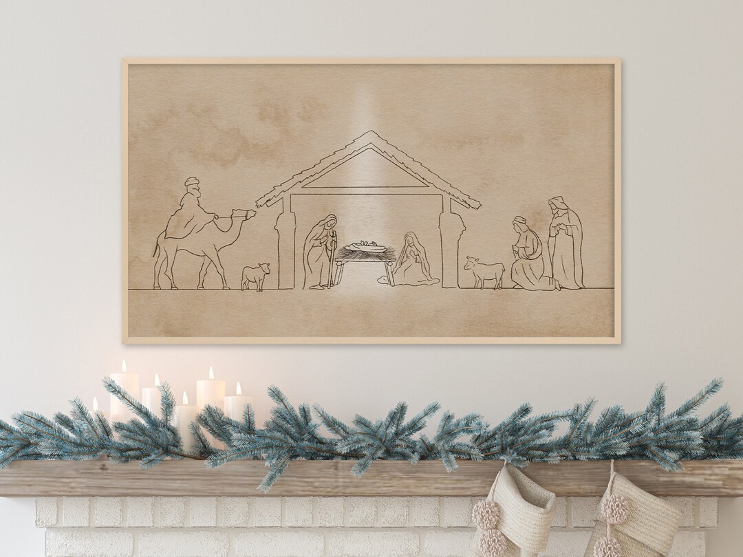 Christmas Frame TV Art Nativity, Jesus Birth, 4K Manger Scene, Instant ...