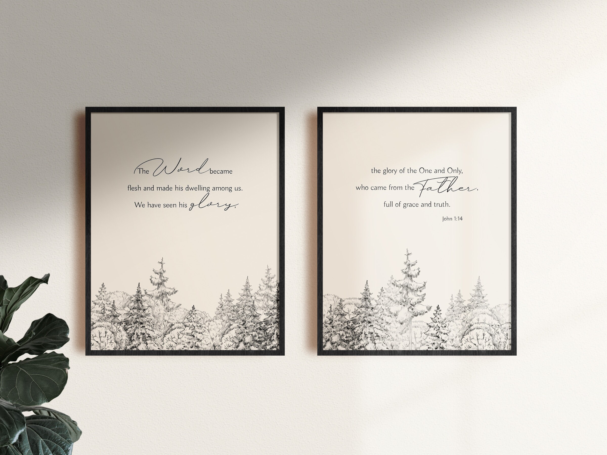 Printable Wall Art Christmas Set of 2 Bible Verse John 1:14 - Etsy