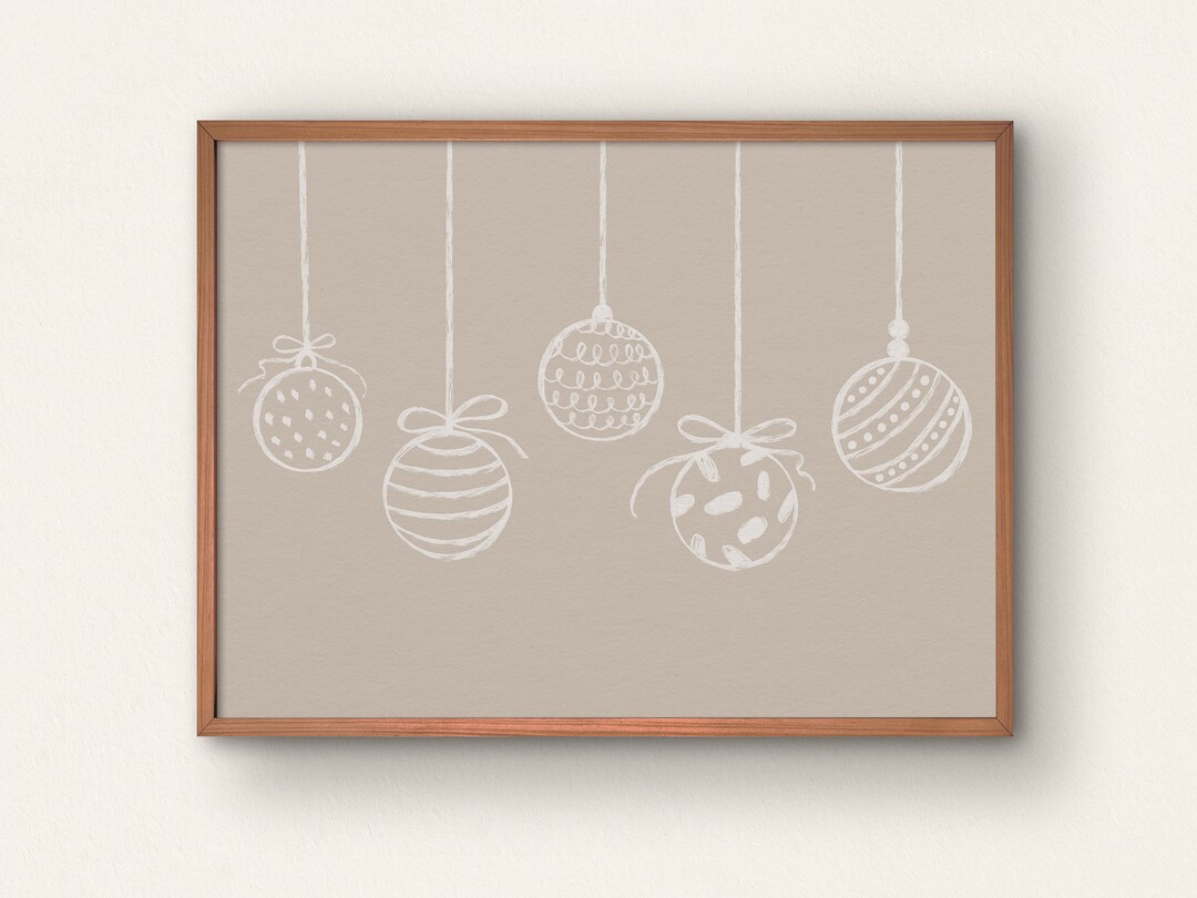 Christmas Wall Art Modern Neutral Line Drawing, Printable Wall Art ...